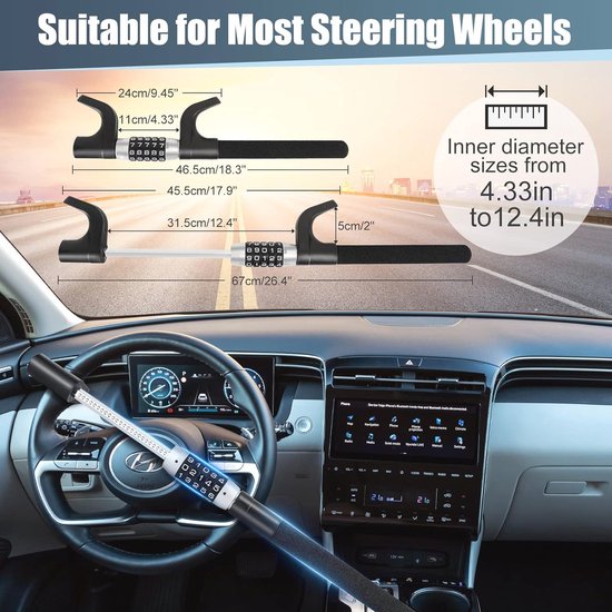 5-cijferige combinatie autostuurslot - Intrekbaar, sleutelloos en ...