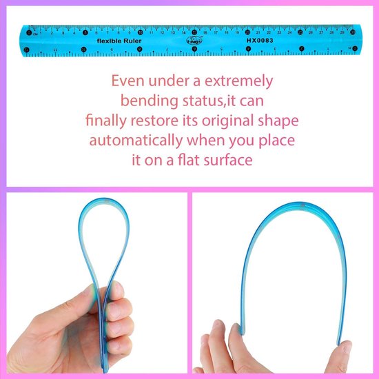 2 stuks flexibele liniaal 30 cm/12 inch - onbreekbare rechte liniaal ...