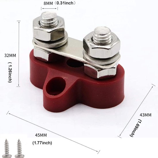 Terminal Block M8 Positieve Negatieve Post Connector Kit DC 12V 24V ...