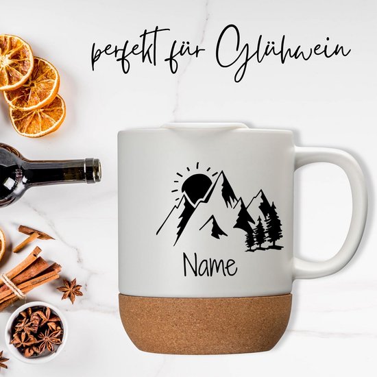 Gepersonaliseerde Camping Mok met Naam, Kurk Onderzetter & Deksel - 330 ...