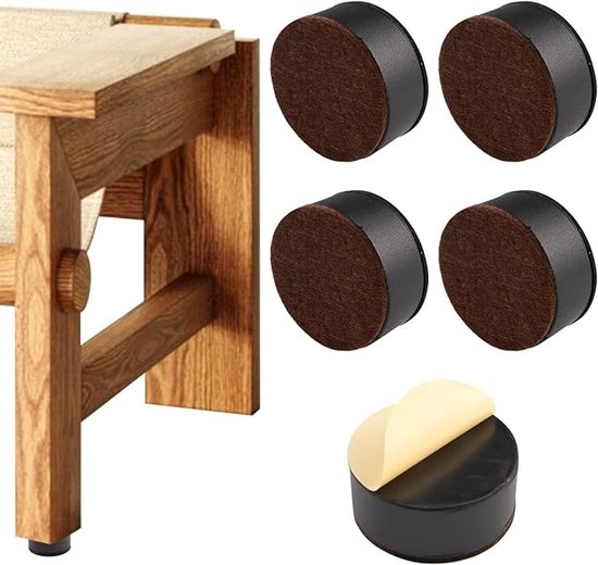 Set van 4 meubelverhogers met viltbescherming - Zwarte ronde verhogers ...