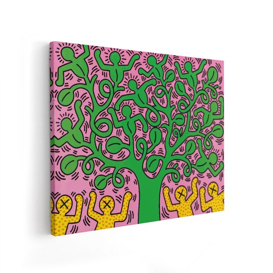 Artaza Canvas Schilderij Keith Harings Tree of Life-Kunstwerk met ...