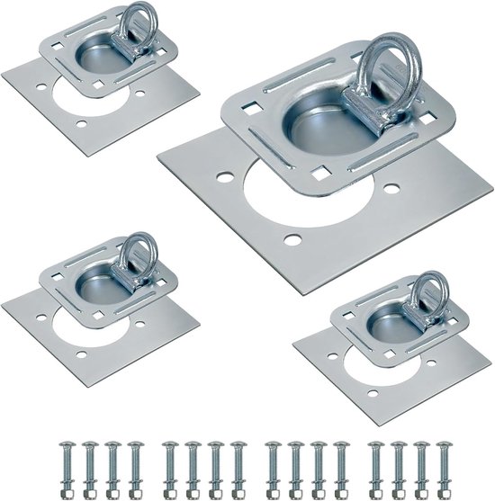 Pack of 4 D Anchor Rings - D-Ring Hooks - Load 2270 kg - Trailer ...