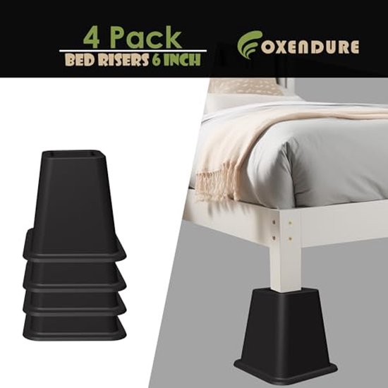 Verhoger voor Bed en Meubel 15 cm - Set van 4, Zwart - Stevige ...