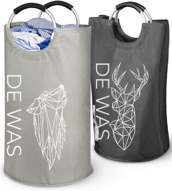 Set Van 2 Opvouwbare Wasmanden – Smalle En Draagbare Wasmanden Met ...