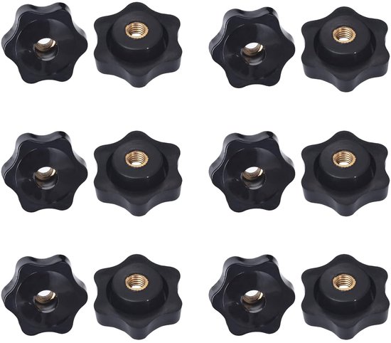 Pack of 12 Star Knobs - M8 Plastic Knurled Nut - Female Thread Knurled ...