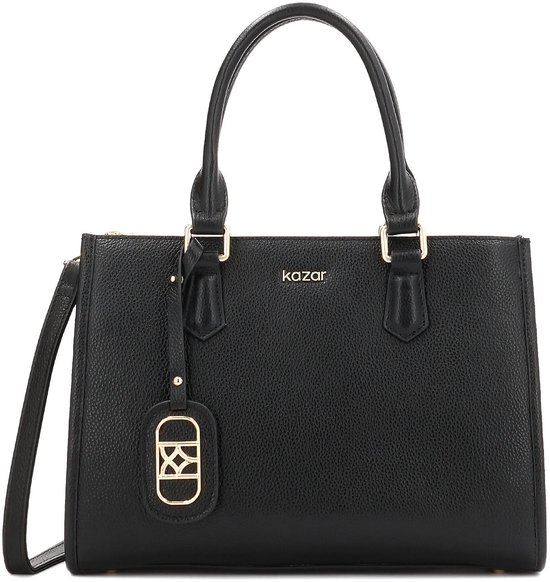 Black leather handbag with detachable strap and lockable compartment | bol