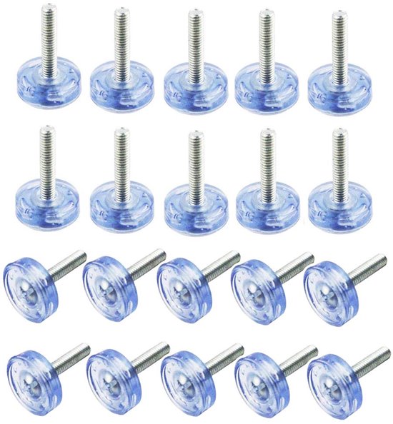 20Pcs Adjustable Furniture Levelers Transparent M6 X 28mm Leveling ...