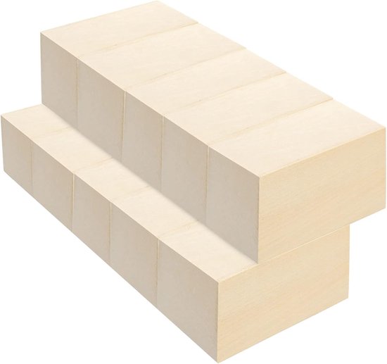 Pack of 10 Linden Wood Cutting Blocks, 10 x 5 x 5 cm, Carving Wood ...