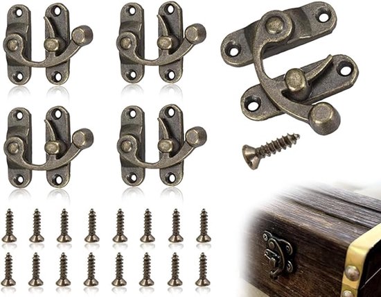 Meubelsloten - Set van 4 antieke versluitingen, Brons scharnierend ...