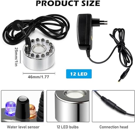 Ultrasonic Nebulizer 12 LED Ultrasonic Mist Machine Mini Smoke Machine ...