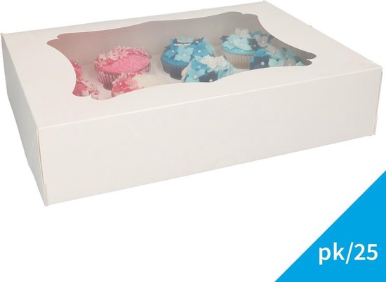 FunCakes Cupcake Doos - Taartdozen - Bakkerij Dozen - 12 - Blanco - pk ...