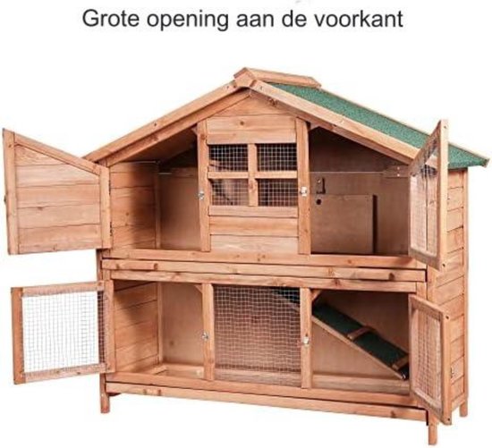 Konijnenhok voor buiten - Konijnenkooi voor buiten - Konijnenhok met ...