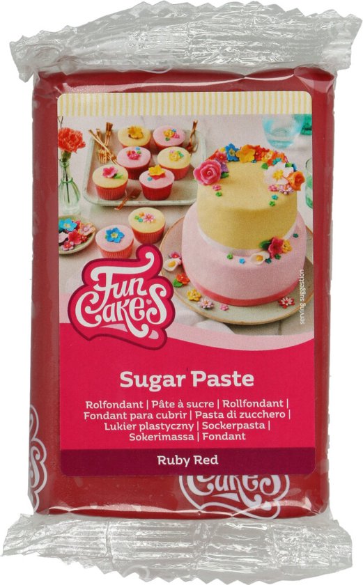 FunCakes Rolfondant - Fondant voor Cupcakes en Taarten - Ruby Rood - 250g | bol