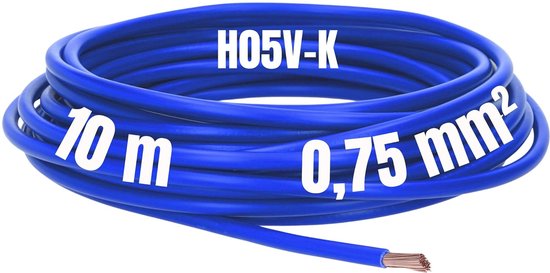 Kalitec 10 meter H05V-K 0,75 mm² donkerblauwe bedradingskabel I ...