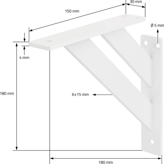 ML-Design 8 stuks plankdrager 180x180 mm, wit, aluminium, zwevende ...