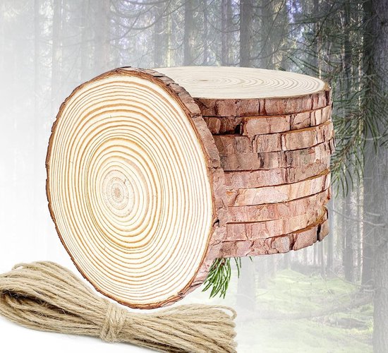 Houten schijven, 10 stuks, boomschijven, 14-15 cm, om te knutselen ...