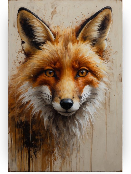 Vos - Vintage schilderij op canvas - Muurdecoratie slaapkamer ...