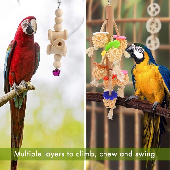 Speelgoed voor Vogels, 8 PCS Vogel Papegaai Speelgoed,Houten Vogel Kauwen... | bol