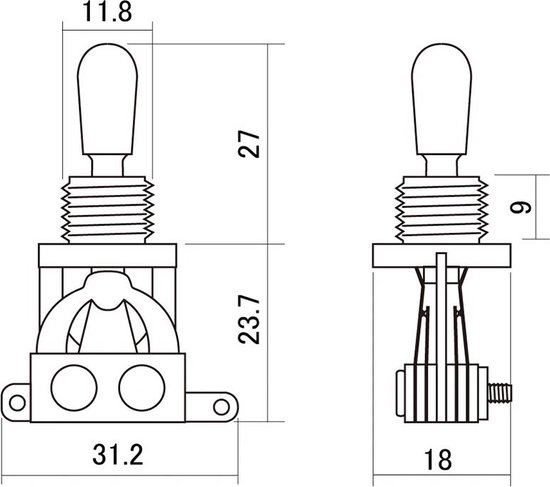 Boston SW-20-BN2 3-weg Toggle Switch met Zwarte Hardware | bol
