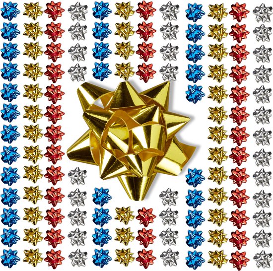 Cadeau strik set van 200 - Zelfklevend, kerst, meerdere kleuren - 5x5 ...