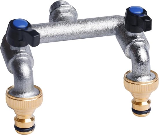 Allecto Plus - 2-weg tuinkraan voor tuinirrigatiesysteem met messing wateraansluiting... | bol
