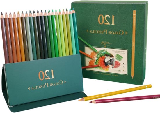 Titel: Potloden set met 120 kleuren in stevig houten kistje - Ideaal ...