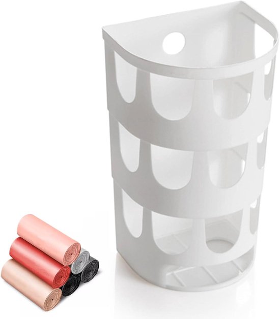 JGS Premium - Plastic zakhouder voor wandmontage en zakdispenser in wit ...