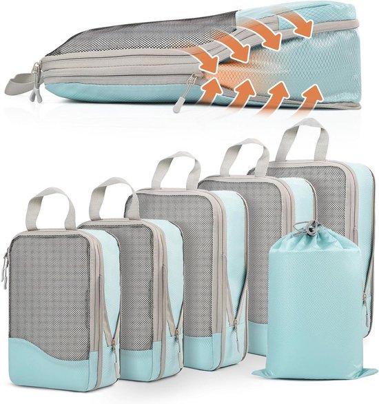 6-Piece Compression Packing Cubes Set for Suitcase and Backpack ...