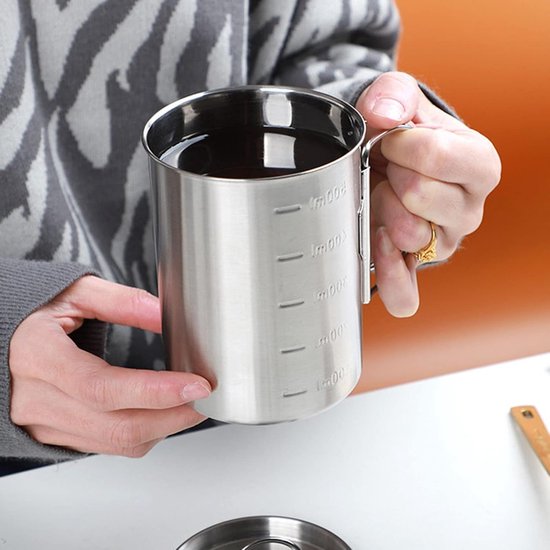 Camping Cup Pot - RVS Opvouwbare Handgreep Deksel Met Schaal - Geweldig ...