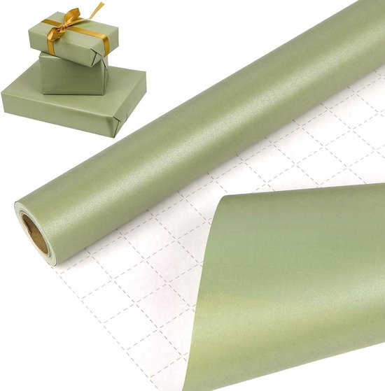 Groene inpakpapierrol 43 cm x 10 m - parelmoer glans - effen kleur ...