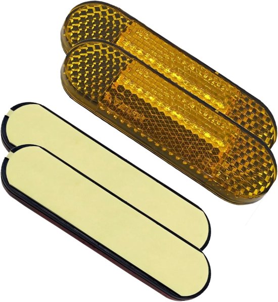 4 stuks reflectoren voor fiets en scooter - Gele rechthoekige ...