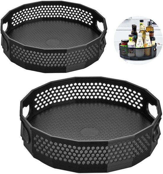 Rotating Plate Organiser Black Honeycomb Rotating Spice Rack Kitchen ...