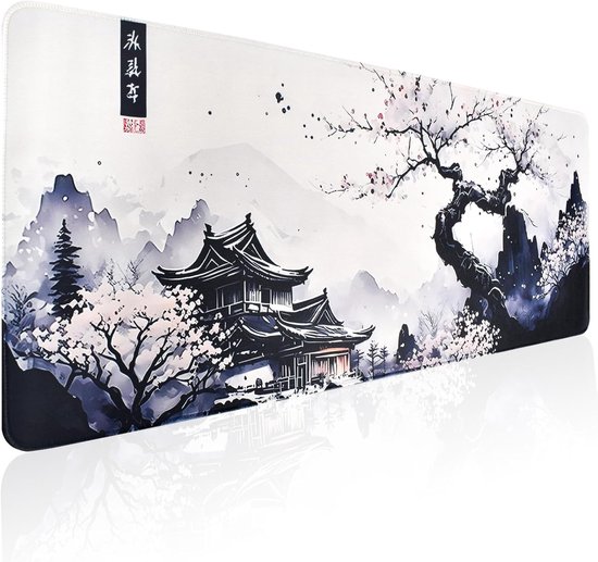 Grote Desk Pad met Kersenbloesem - Witte Japanse Muismat 300 x 800 x 3 ...