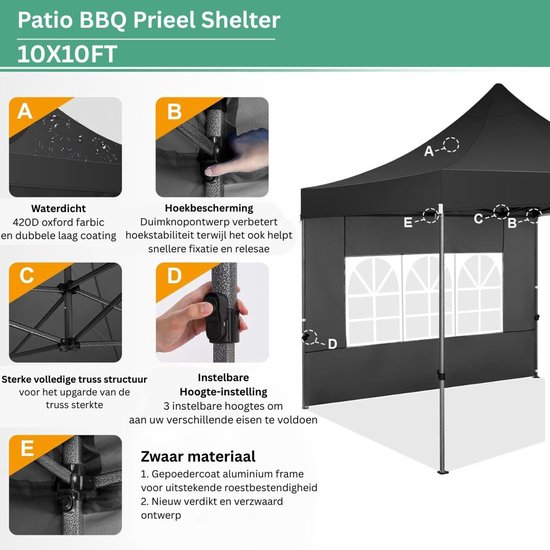 CLGP® Easy up Partyten - Paviljoen - Zwart | bol