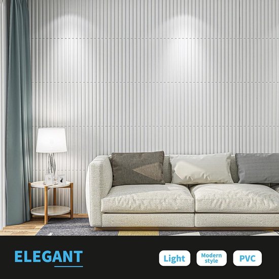 Inovra Plus - Witte kunststof 3D-groeven wandpanelen voor decoratie ...