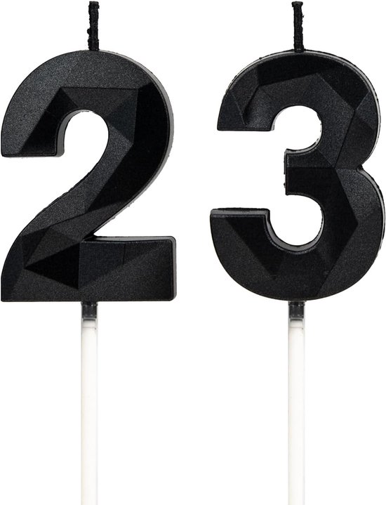 Kaarsen voor 23e verjaardag - zwart cijfer 23 kaarsen ...