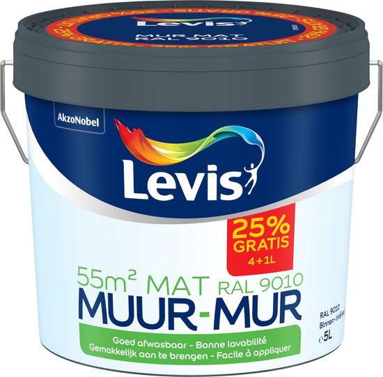 Levis - Mur & Plafond - RAL 9010 - 5 L | bol