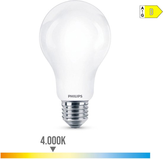Philips Classic LEDbulb E27 Peer Mat 13W 2000lm - 840 Koel Wit | Vervangt 120W | bol