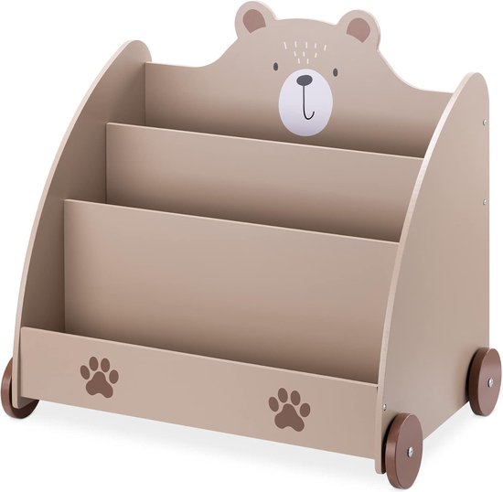 boekenkast kind met wieltjes - Houten boekenrek voor de kinderkamer met ...