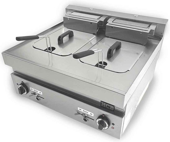 HCB® - Professionele grote Horeca frituurpan - dubbele Friteuse - 2 x ...
