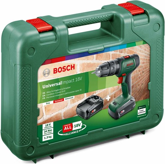 Bosch UniversalImpact 18 Accuboormachine - Met 2x 18 V accu (1.5 Ah) en ...