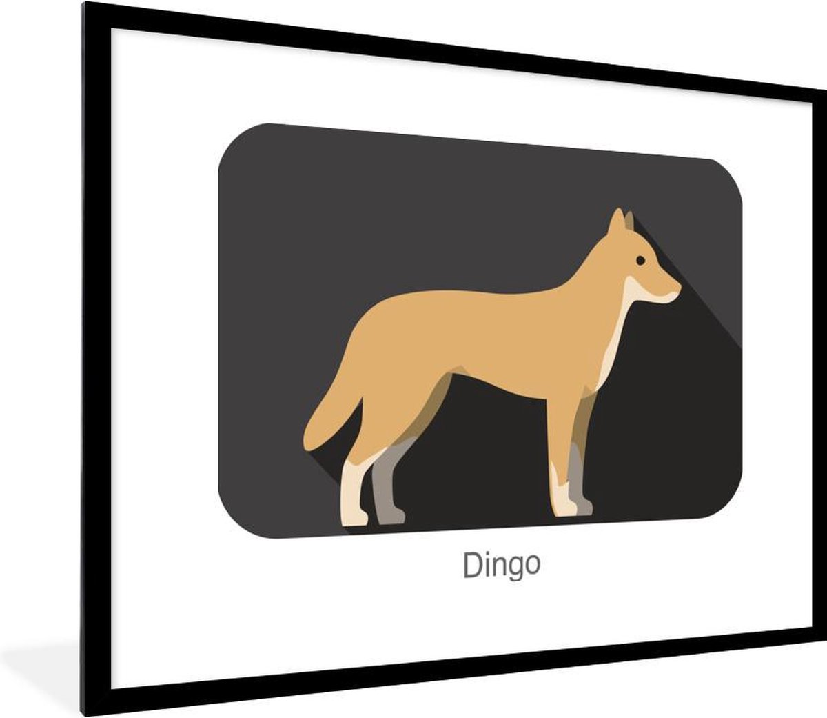 Fotolijst incl. Poster - tekening van een dingo voor een grijze ...