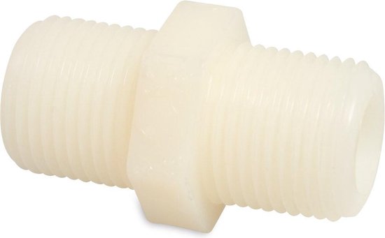 Nippel nylon 1 1/2" buitendraad 16bar wit | bol