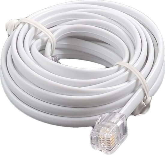 RJ11 - RJ11 telefoonkabel / Telecom Cable | wit - 5 meter | bol