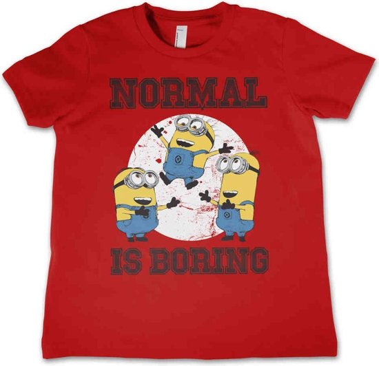 Minions Kinder Tshirt -Kids tm 12 jaar- Normal Life Is Boring Rood | bol