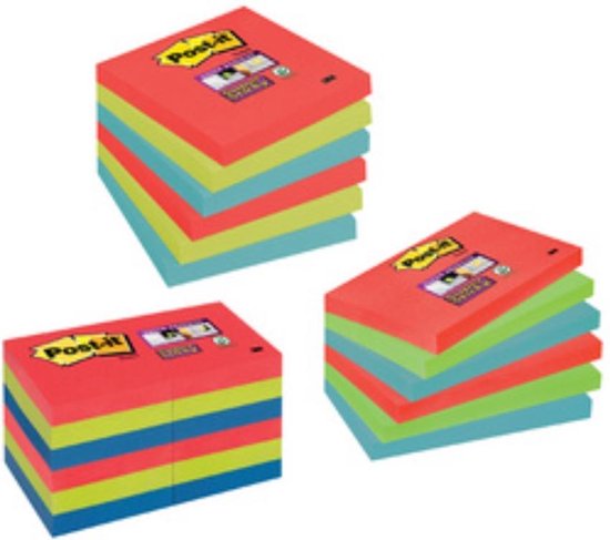 Post-it® Super Sticky Notes, Kleurenset Bora Bora, poppy-neon groen ...