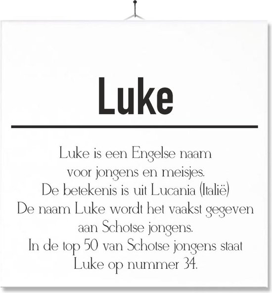 Tegel Met Opdruk | Betekenis | Kado | Cadeau | Met Naam - Luke | bol.com