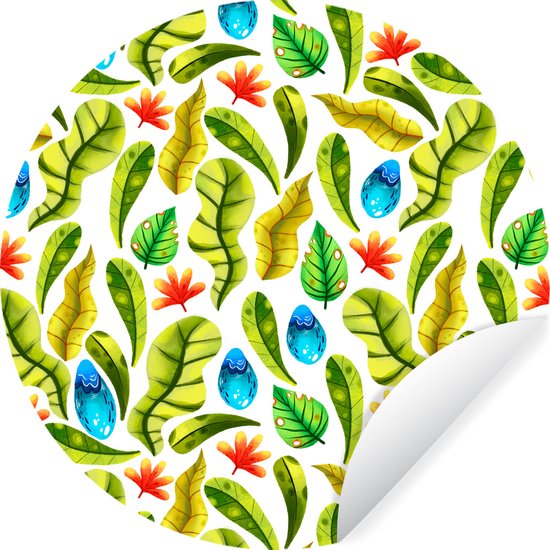 WallCircle - Muurstickers - Behangcirkel - Bloemen - Jungle - Bladeren - 120x120 cm -... | bol.com