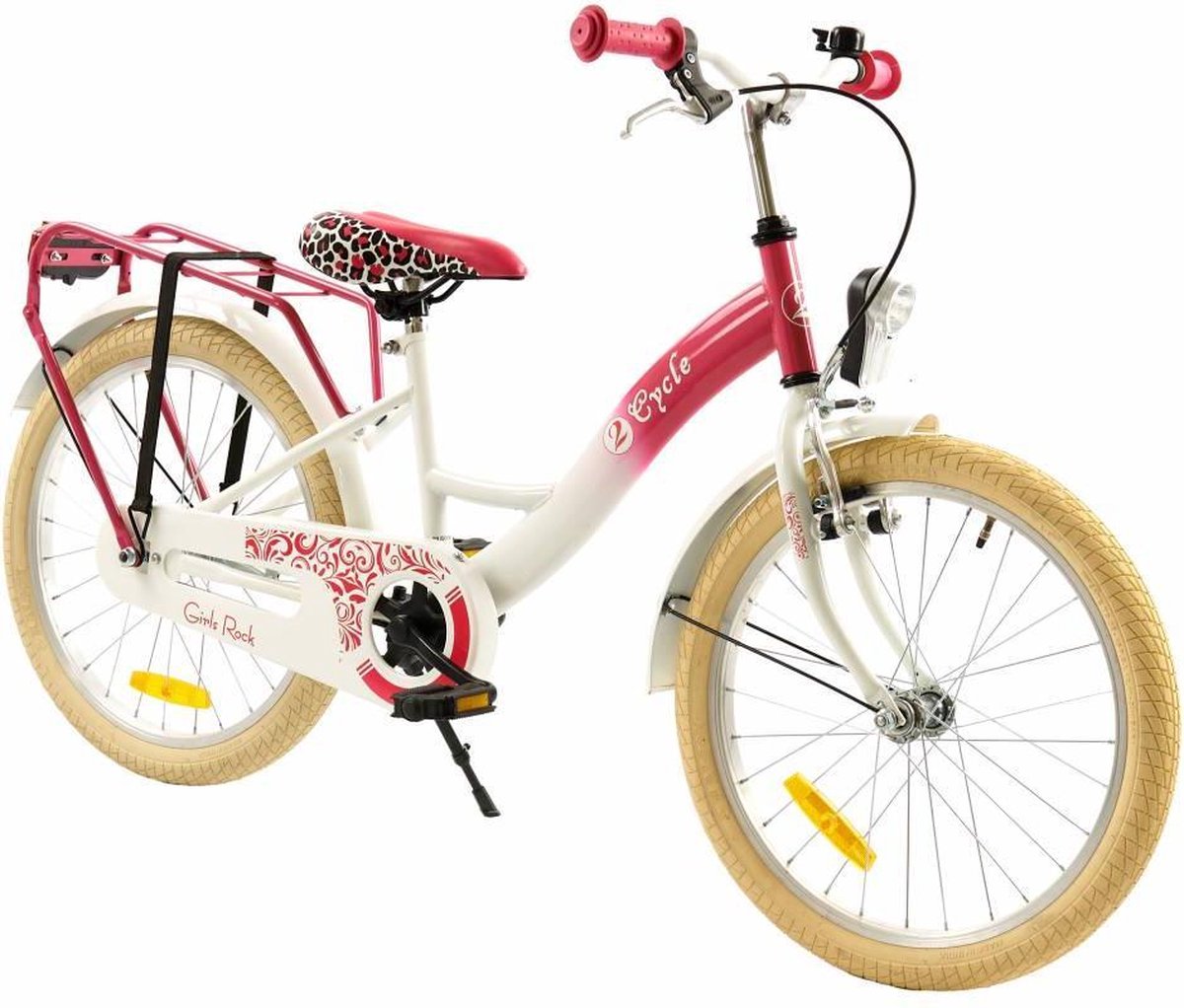 2Cycle Girls Kinderfiets - 20 inch - Roze-Wit - Meisjesfiets | bol.com